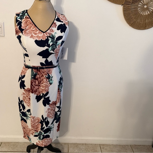 Enfocus Studio | Dresses | Enfocus Studio Floral Midi Dress White Pink ...
